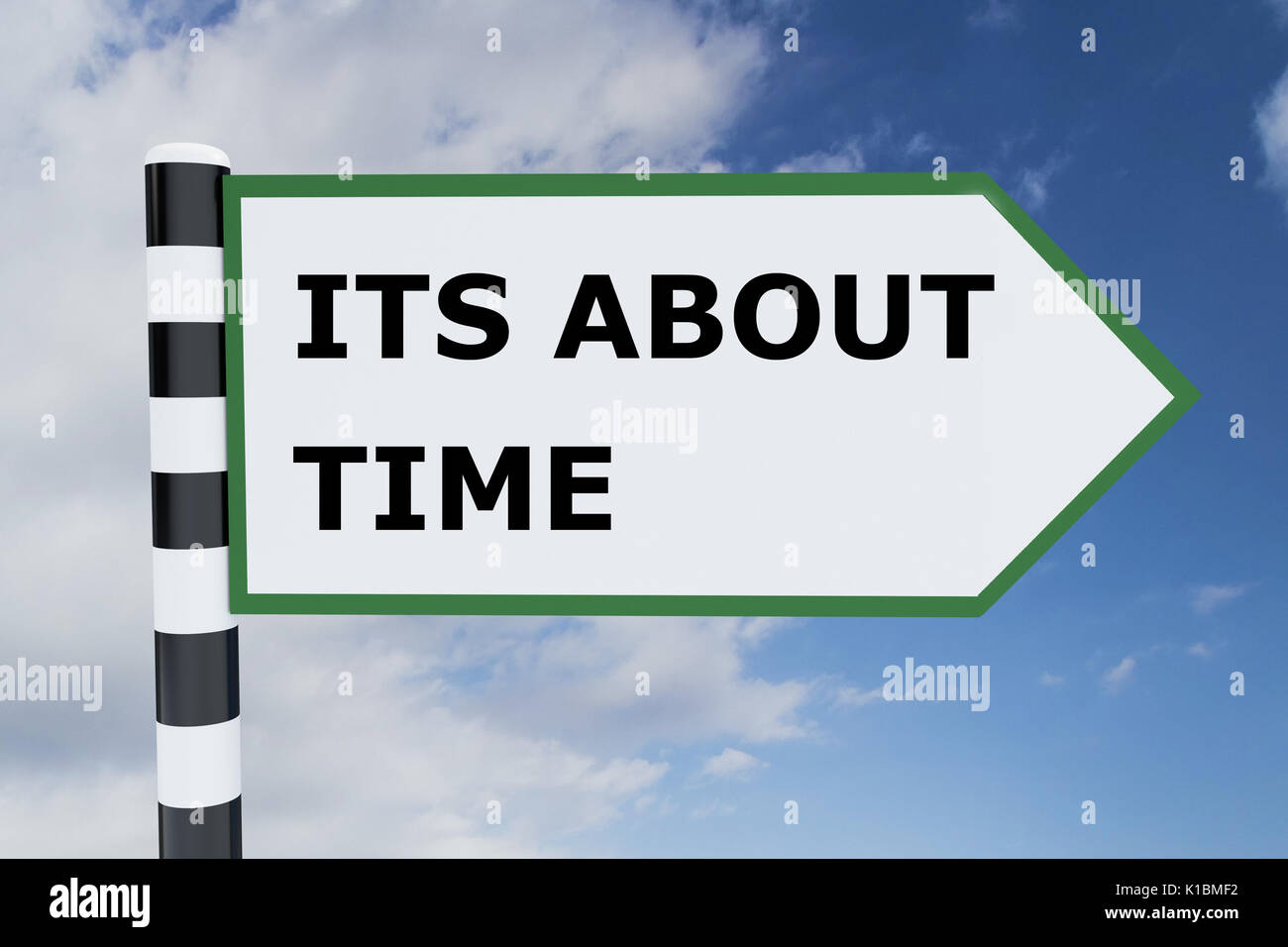 Render illustration of Its About Time title on road sign Stock Photo ...