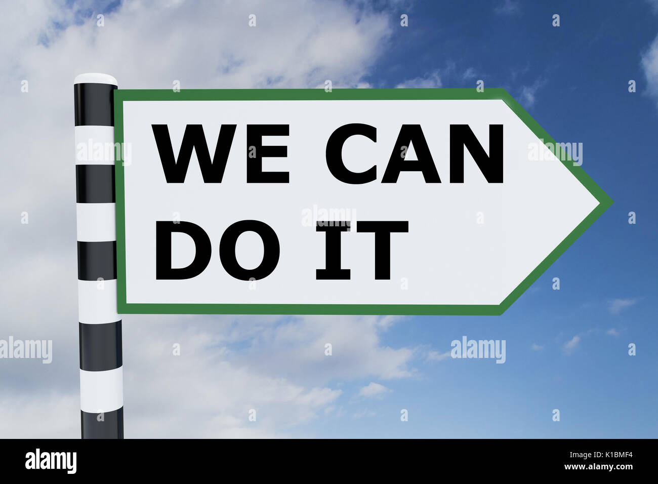 Render illustration of We Can Do It title on road sign Stock Photo - Alamy