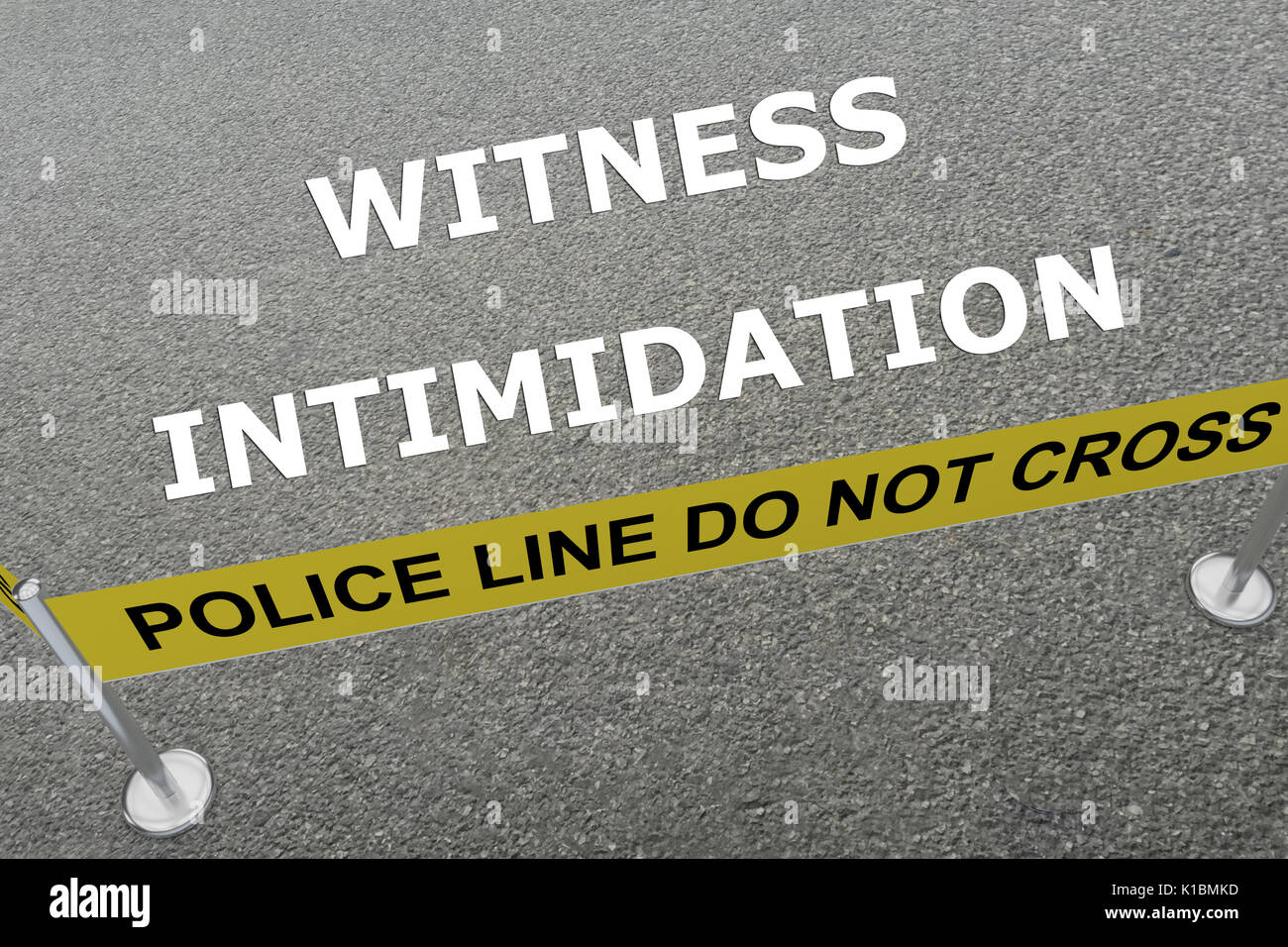 Render illustration of Witness Intimidation title on the ground in a ...