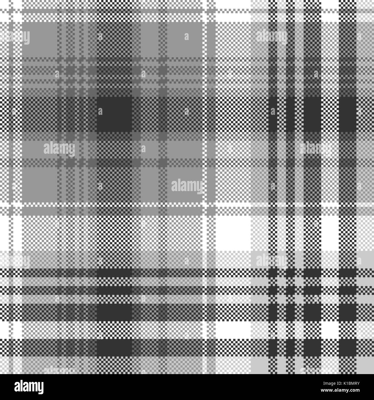 Gray black white pixel check plaid seamless pattern. Vector ...