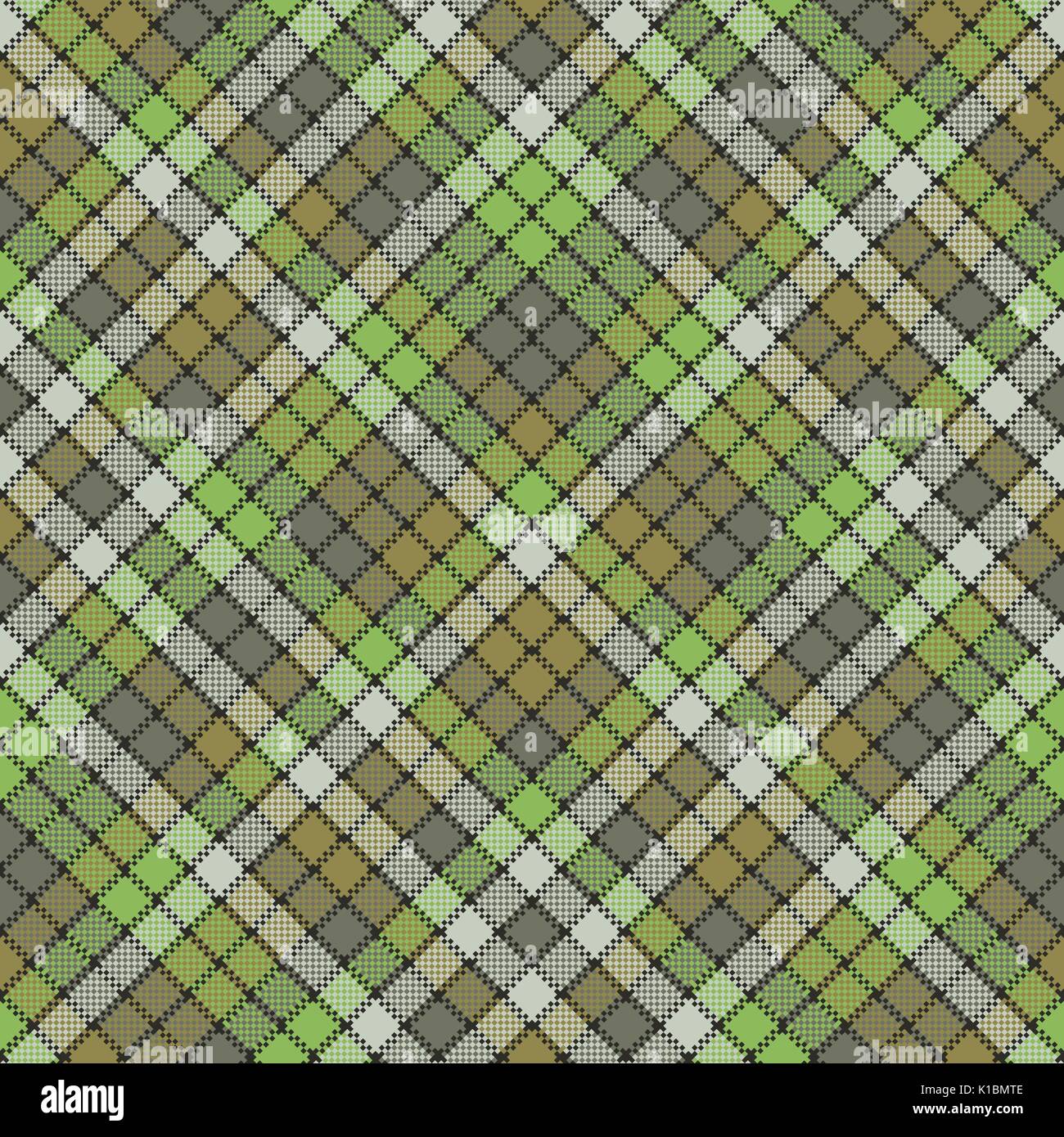Green mosaic check plaid seamless pattern. Flat design. Vector ...