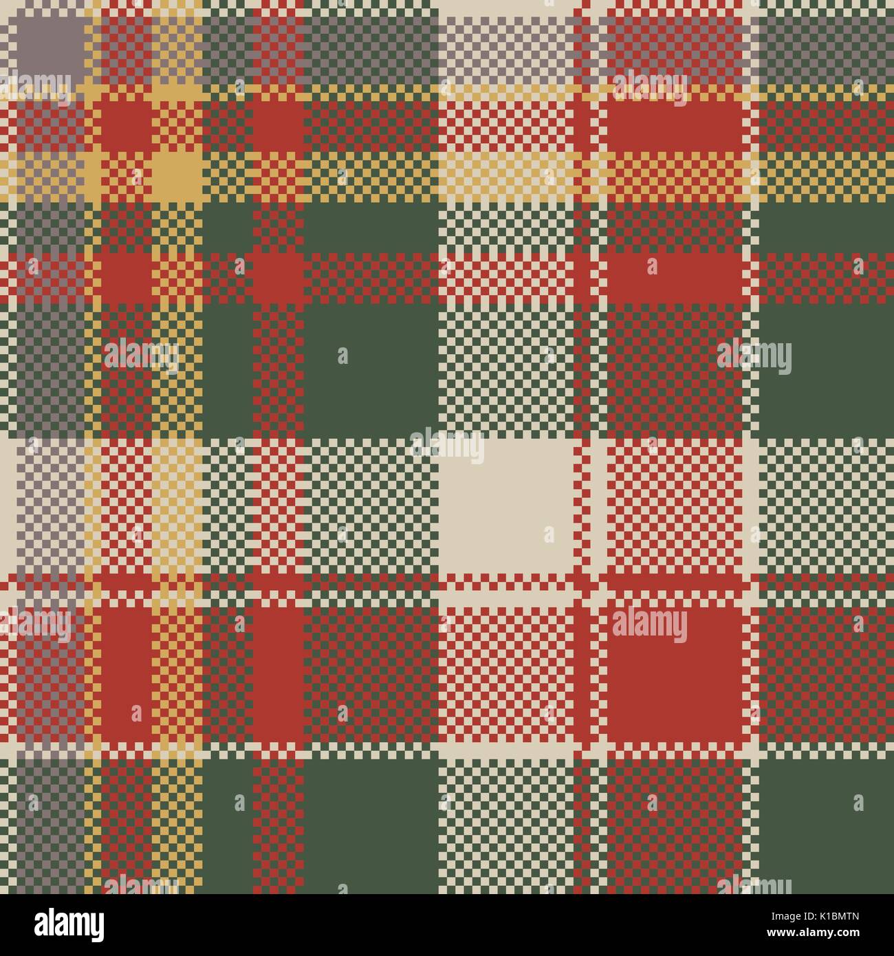 Pixel fabric texture classic plaid seamless pattern. Vector ...