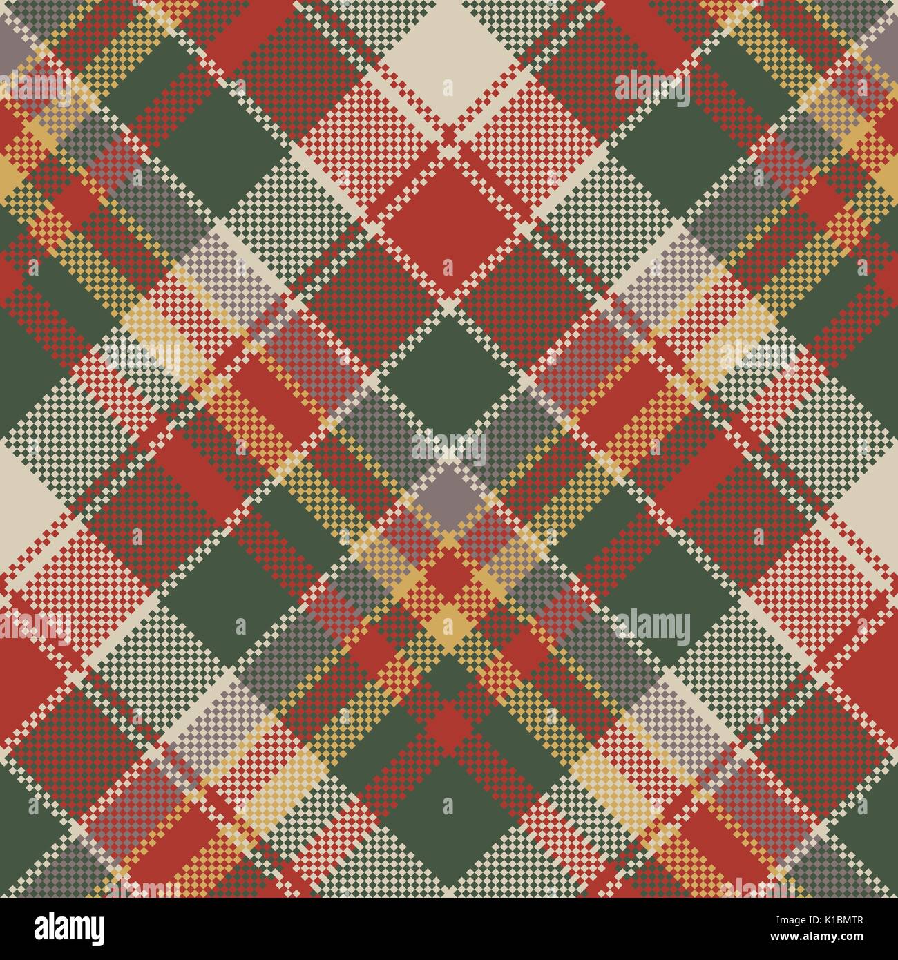 Pixel fabric texture classic plaid seamless pattern. Vector ...