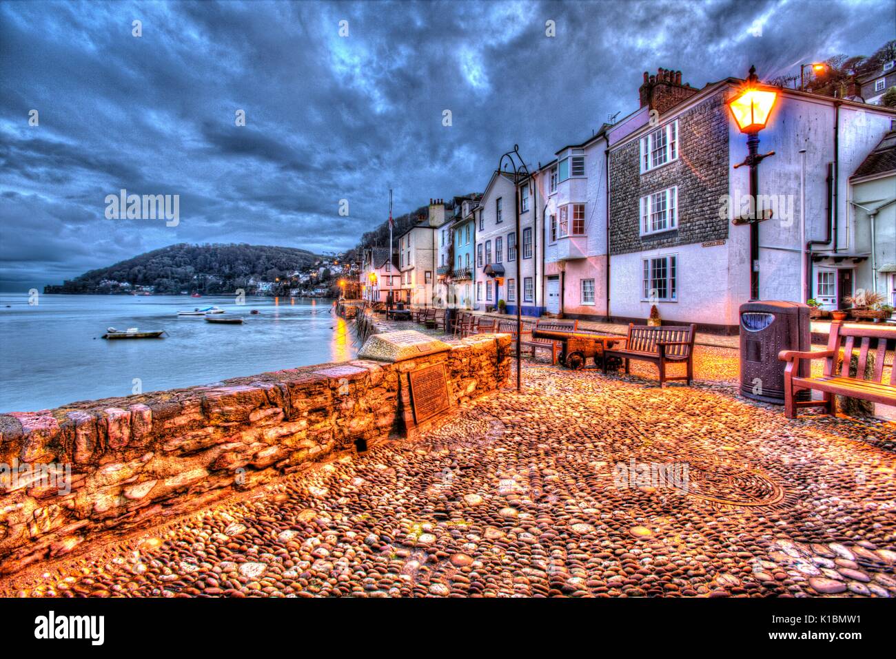 Town of Dartmouth, England. Picturesque dusk view of Dartmouth’s ...