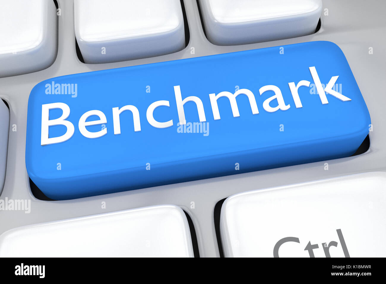 Render illustration of computer keyboard with the print Benchmark on ...