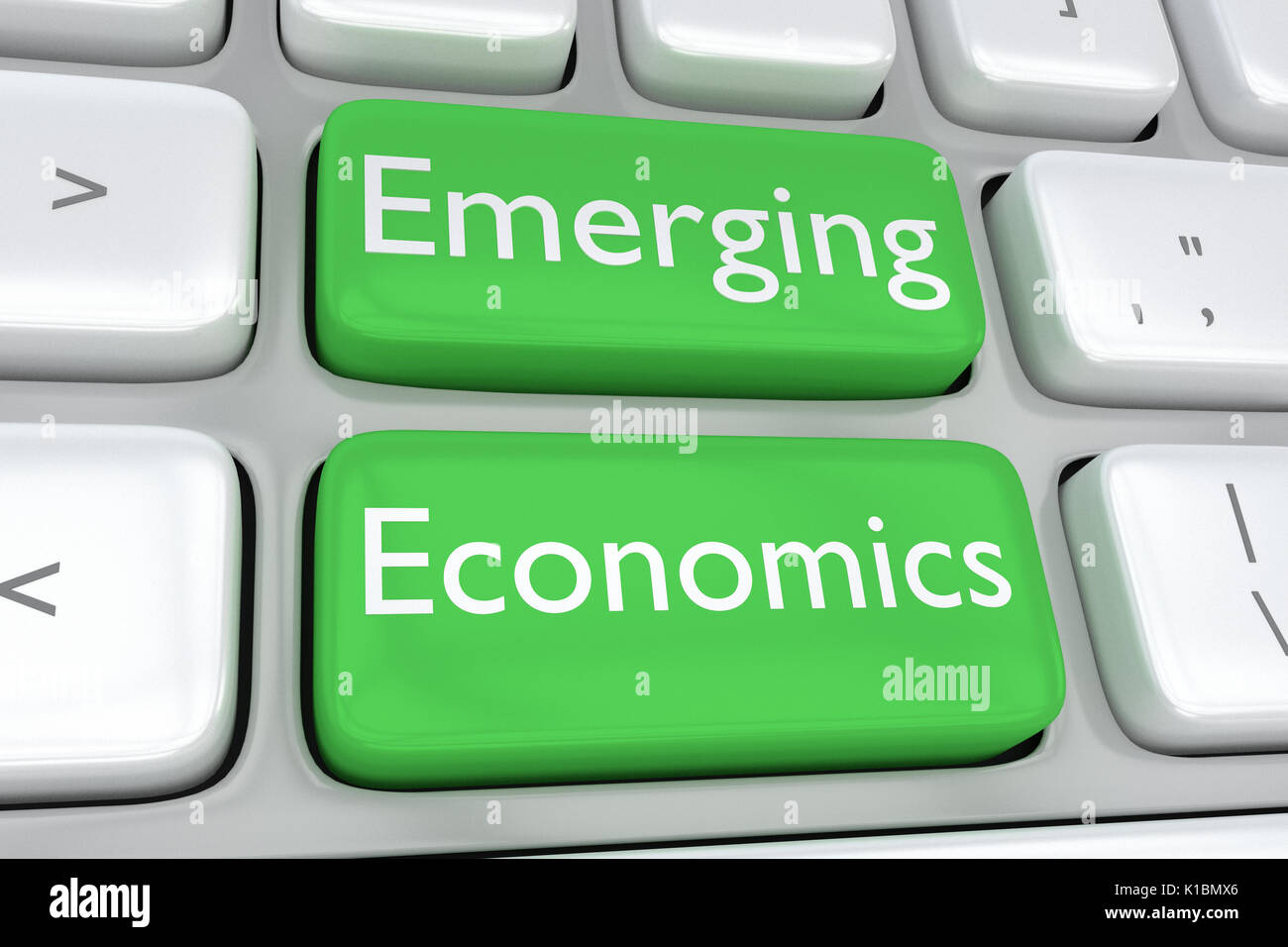 Render illustration of computer keyboard with the print Emerging ...