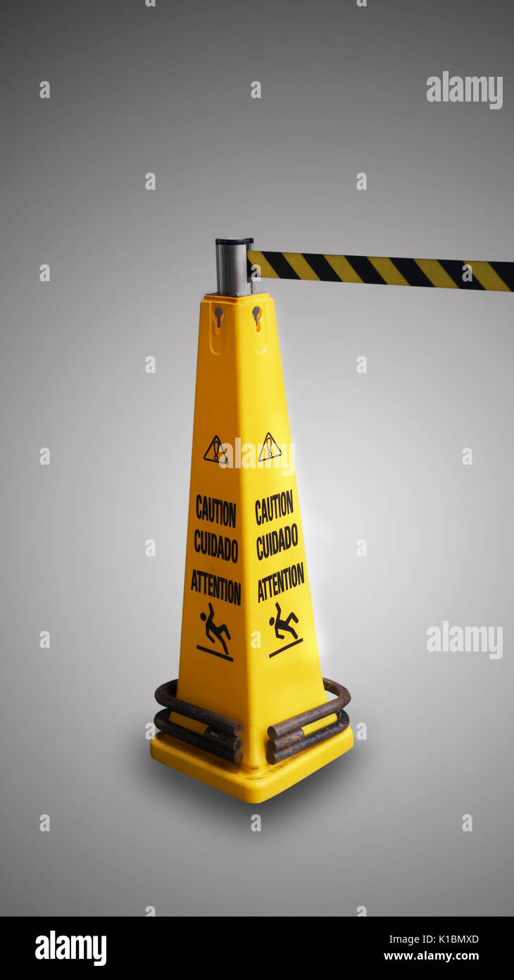 Beware of slippery yellow sign Stock Photo - Alamy