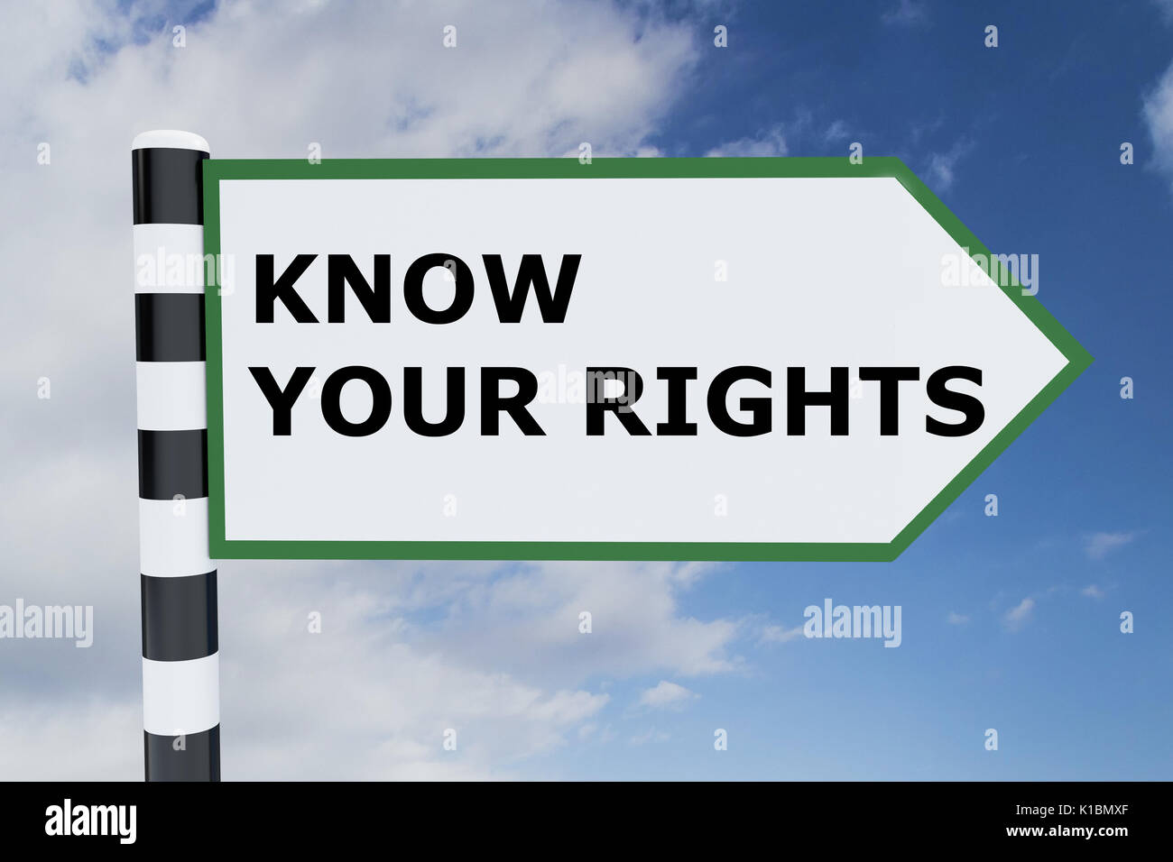 Render illustration of Know Your Rights title on road sign Stock Photo ...