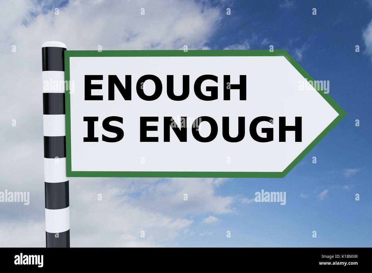Render illustration of Enough is Enough title on road sign Stock Photo ...