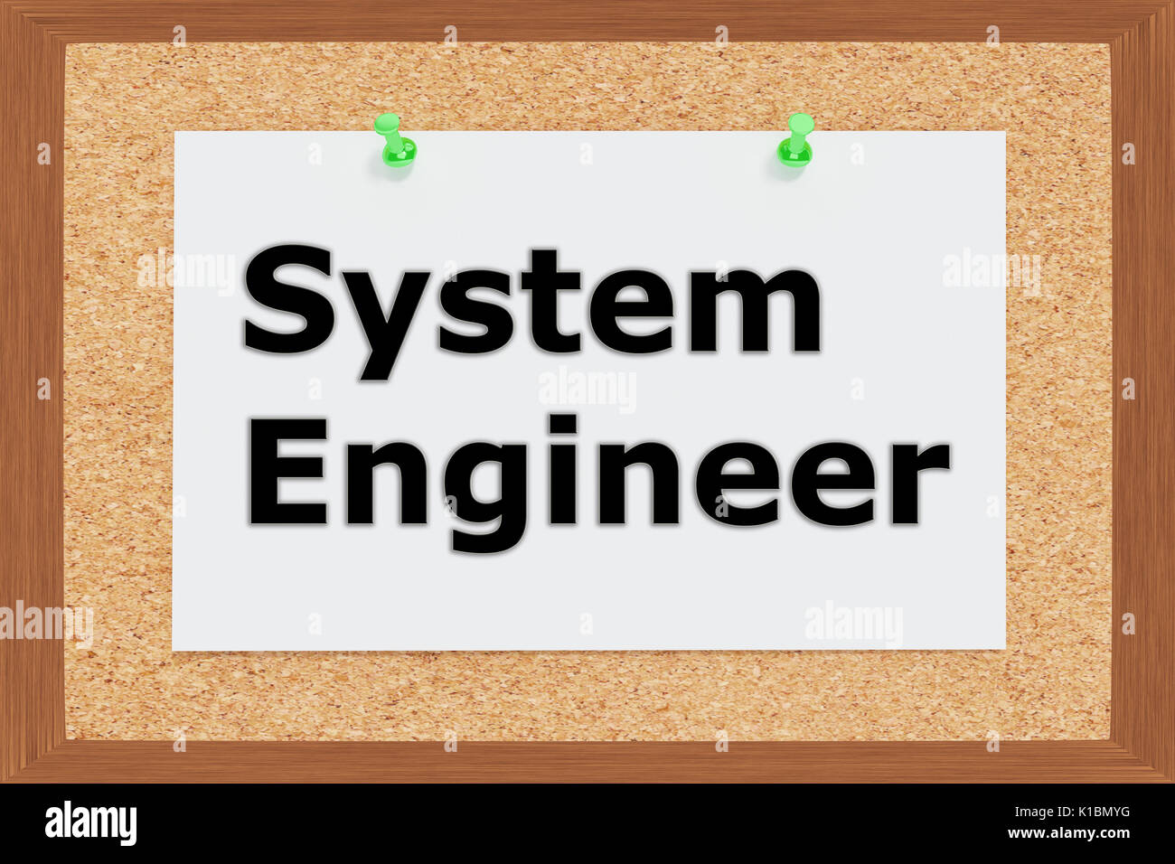 Render illustration of System Engineer title on cork board Stock Photo ...