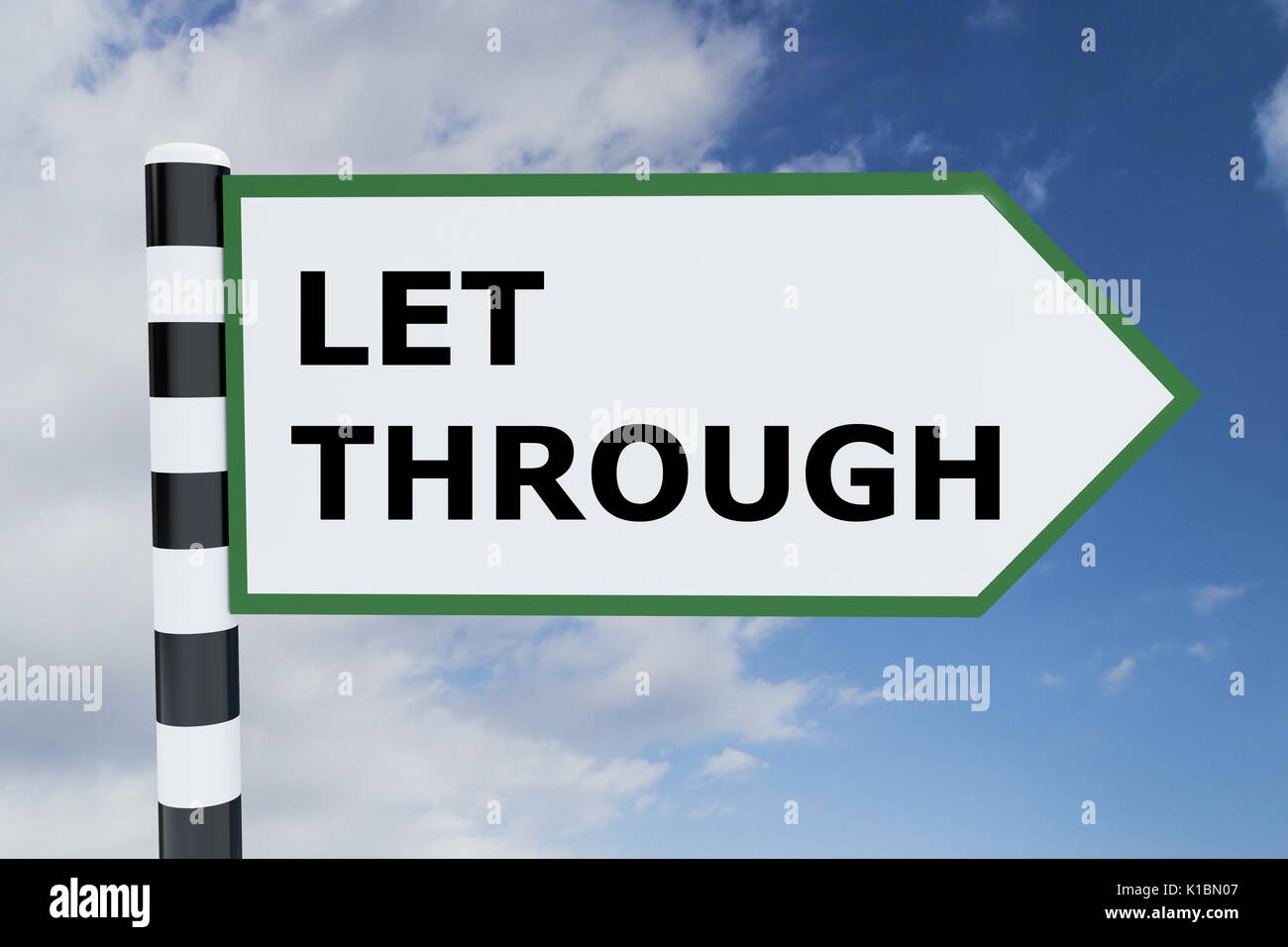 Render illustration of Let Through title on road sign Stock Photo - Alamy