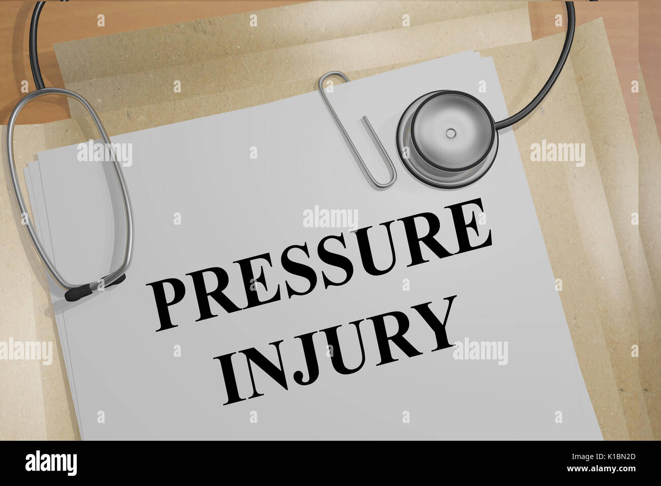 Render illustration of Pressure Injury title on Medical Documents Stock ...