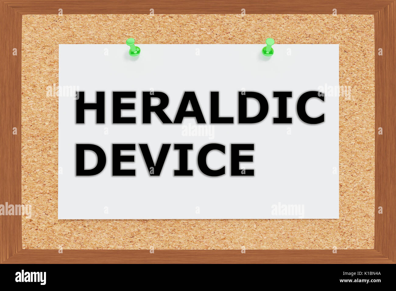 Render illustration of Heraldic Device Title on cork board Stock Photo ...