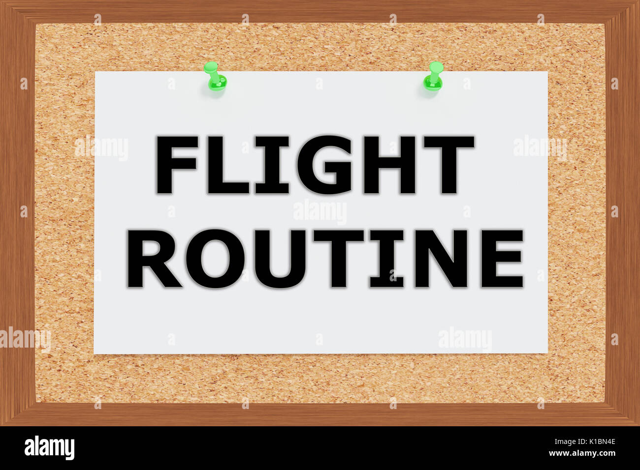 Render illustration of Flight Routine Title on cork board Stock Photo ...