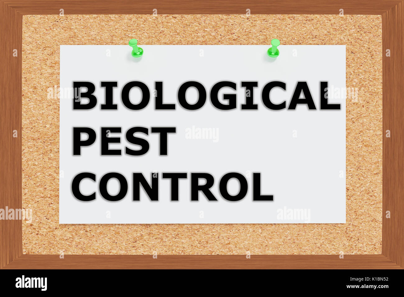 Render illustration of Biological Pest Control Title on cork board ...
