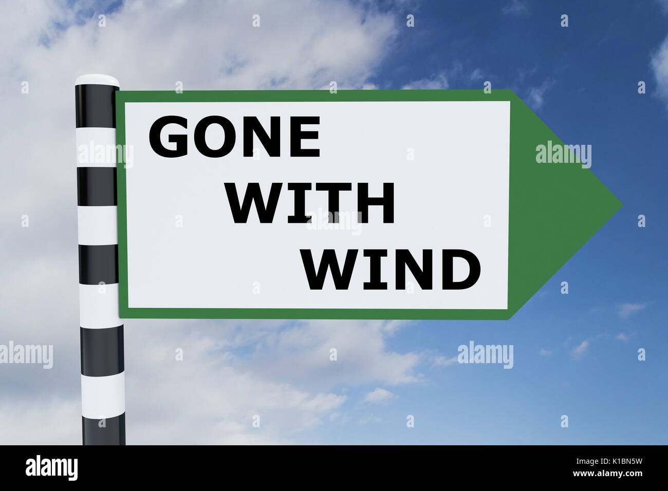 Render illustration of Gone With Wind Title on road sign Stock Photo ...