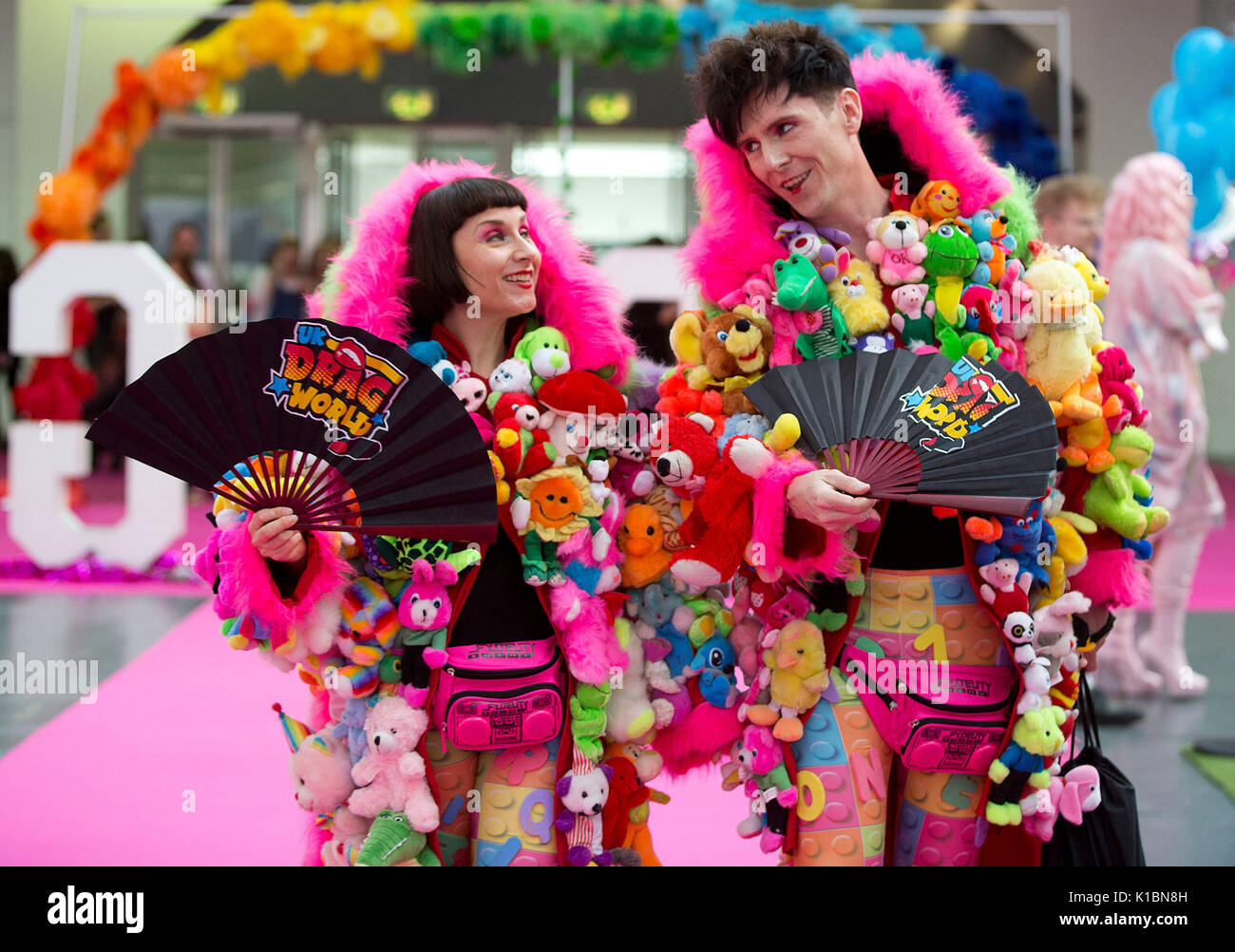 Drag fans attend uk dragworld event olympia london hi-res stock ...
