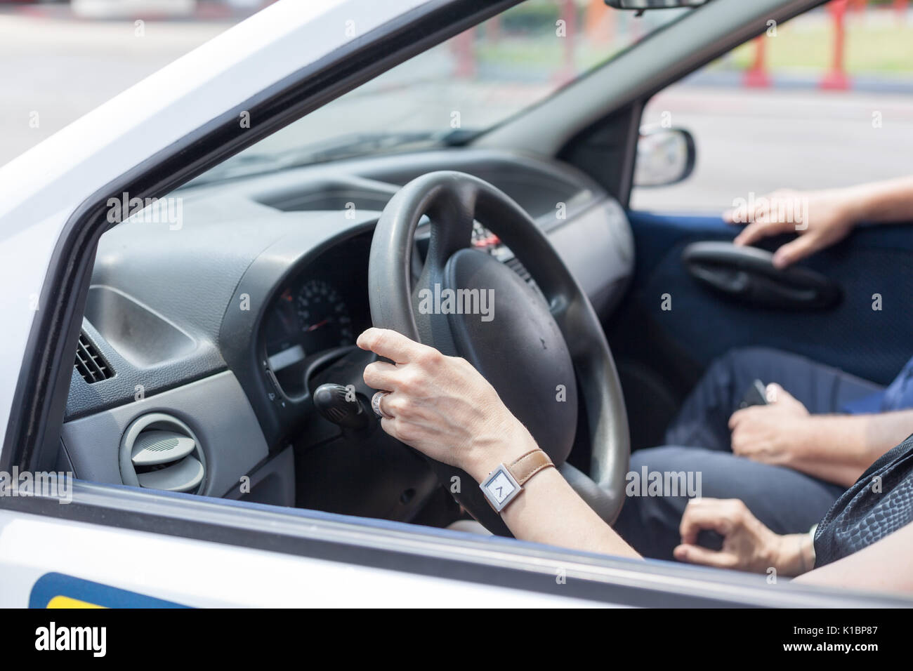 Driving school. Learning to drive a car Stock Photo - Alamy