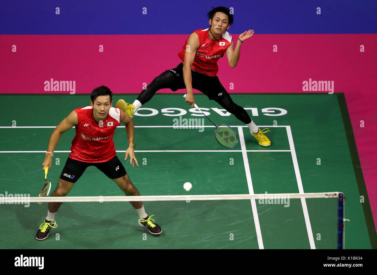 Japan's Takeshi Kamura (above) and Keigo Sonoda in their semi final match during day six of the ...