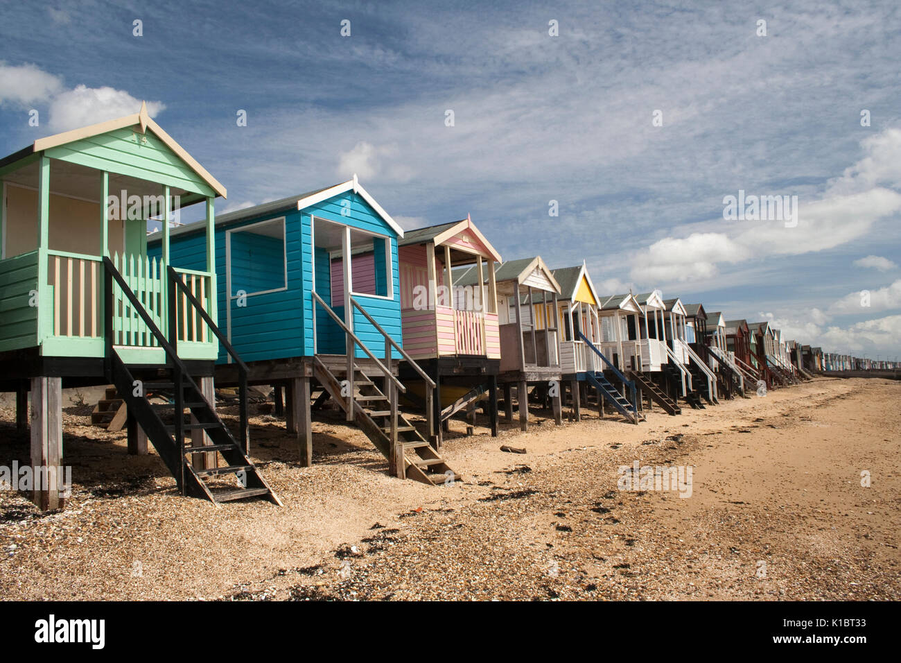 Beach Huts at Thorpe Bay, near Southend-on-Sea, Essex, England Stock ...
