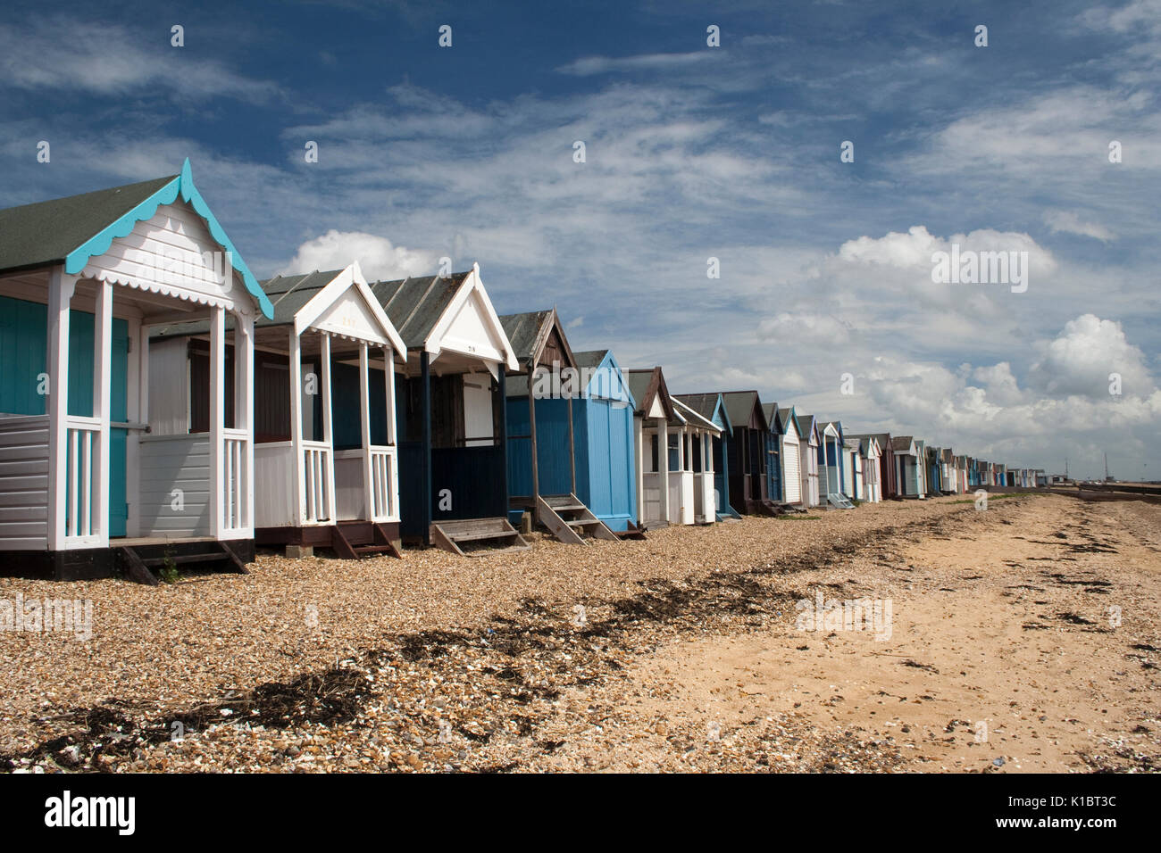 Beach Huts at Thorpe Bay, near Southend-on-Sea, Essex, England Stock ...