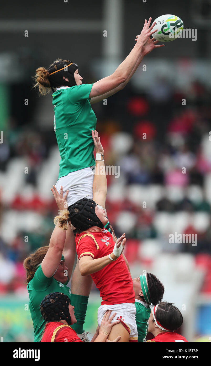 Ireland's Marie Louise Reilly and Wales' Rachel Taylor during the ...