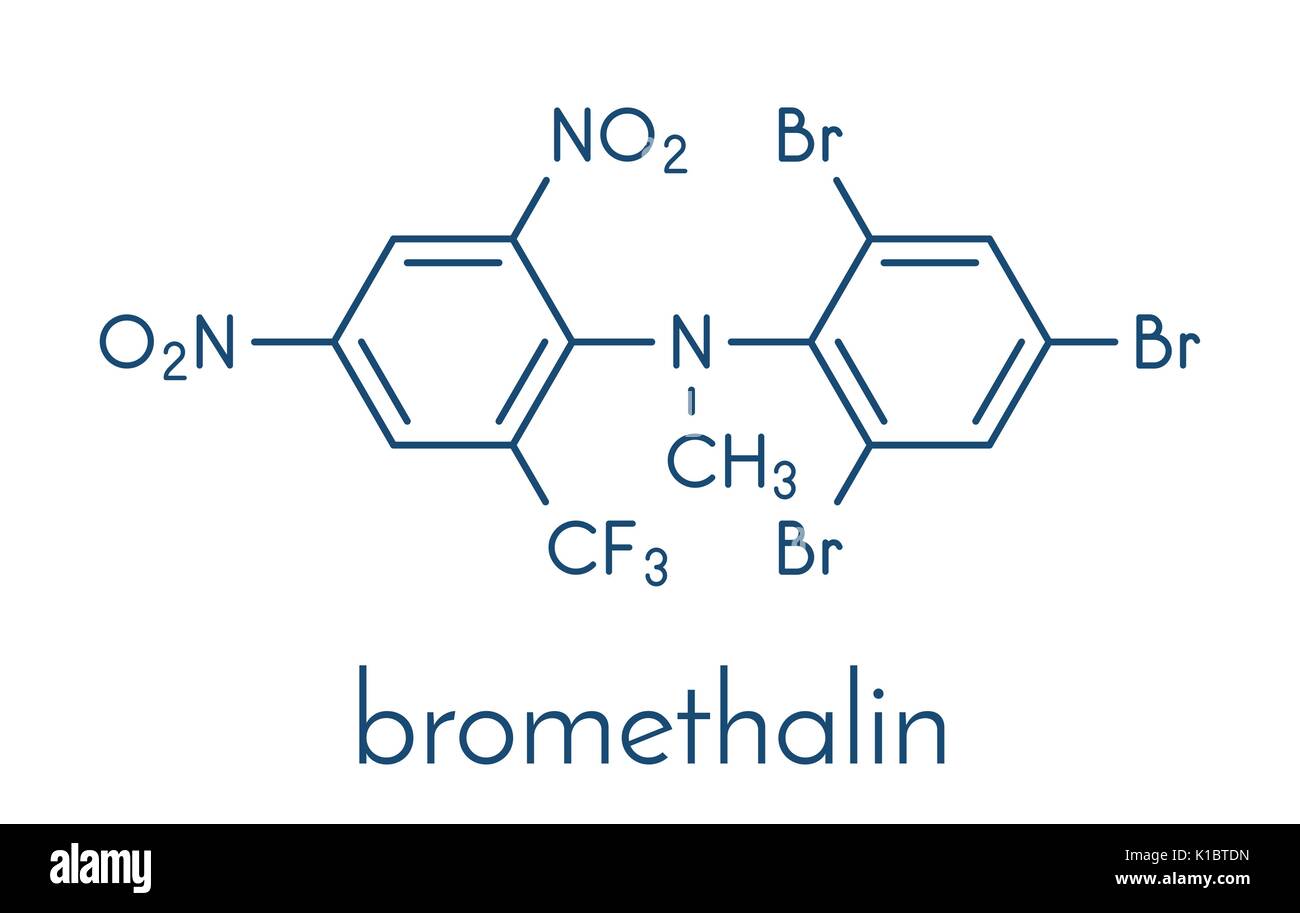 Bromethalin rodenticide molecule (rat poison). Skeletal formula Stock ...