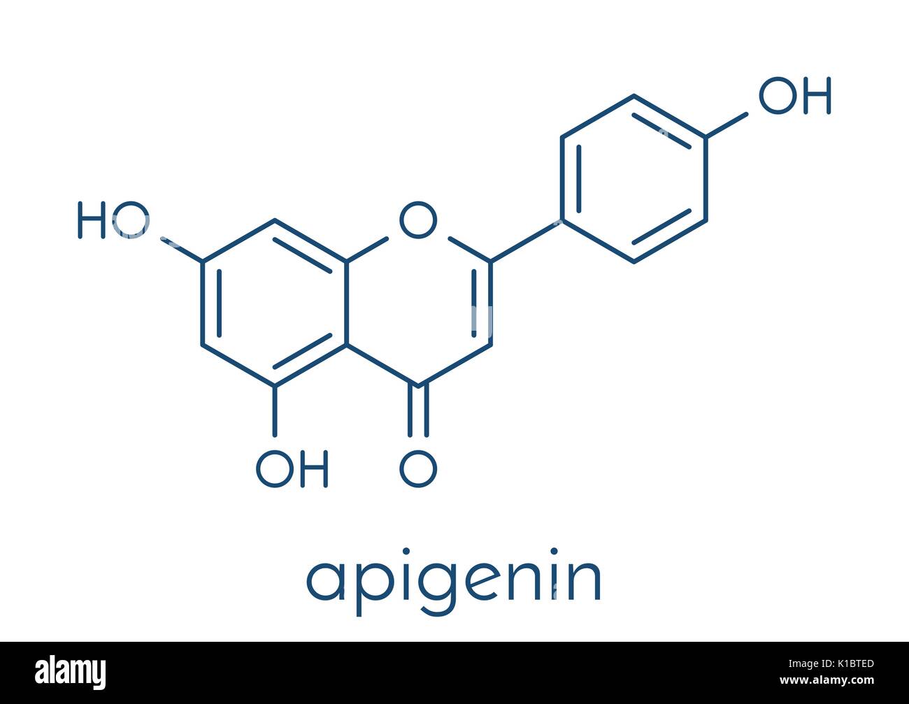 Apigenin yellow herbal dye molecule. Skeletal formula Stock Vector ...