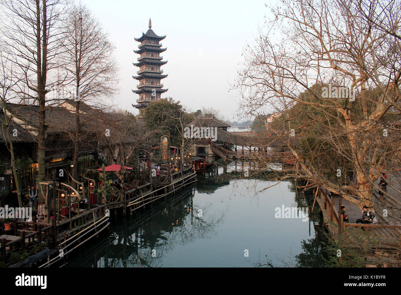 Bailian Temple and river side view Stock Photo - Alamy