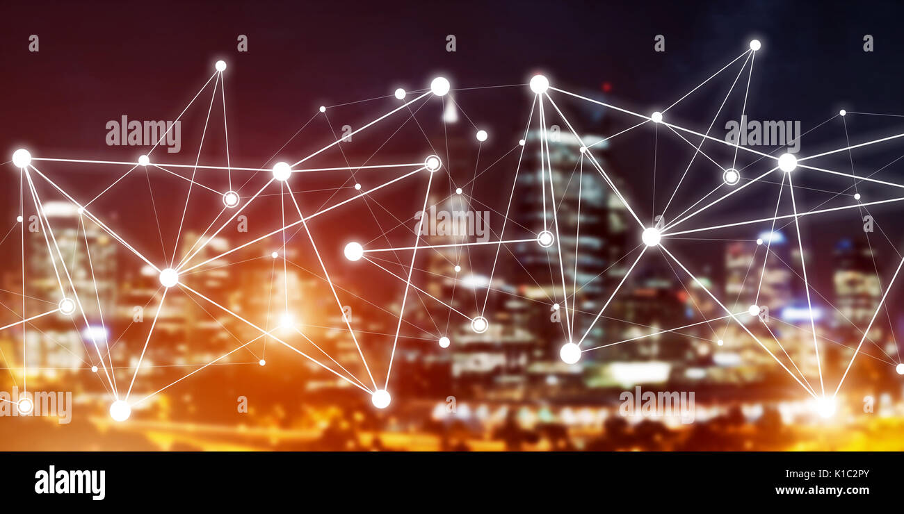 Background conceptual image with social connection lines on dark ...