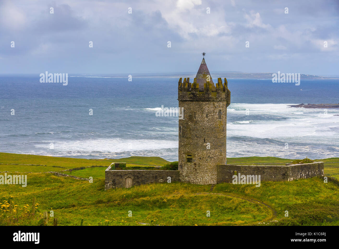 Doonagore Castle is a round 16th-century tower house with a small ...