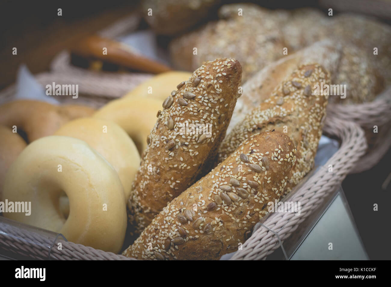 Different types bread in basket hi-res stock photography and images - Alamy