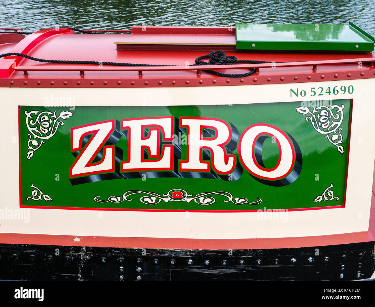 Zero on Narrow Boat, Reading, Berkshire, England Stock Photo - Alamy