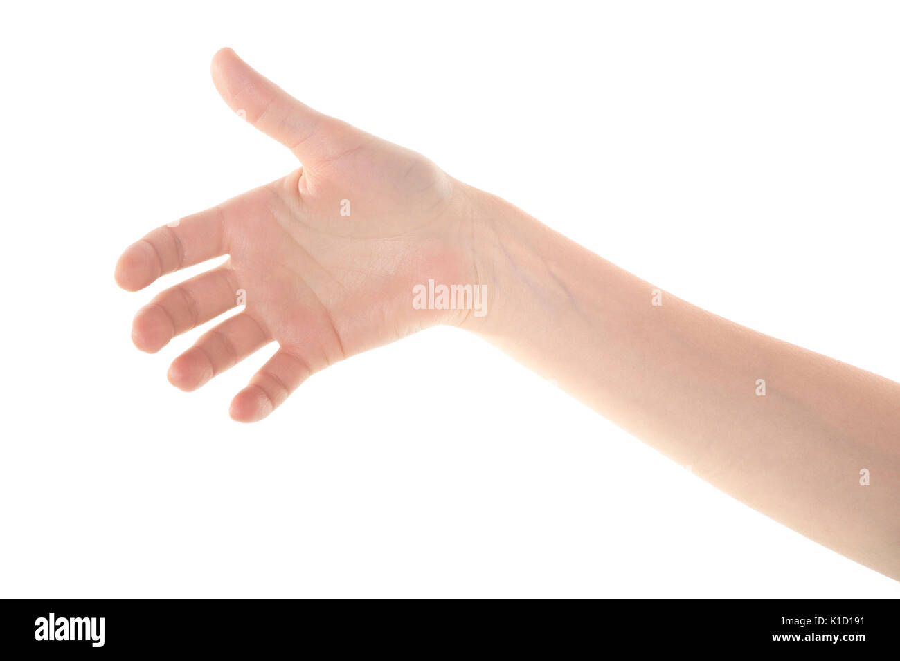 A gentle female hand is grabbing something with her right hand on ...