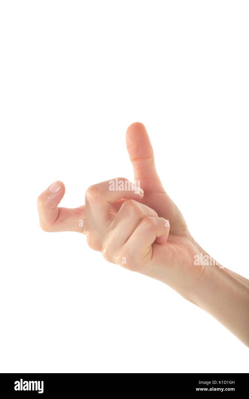 A gentle female hand is holding something gently with her right hand on ...