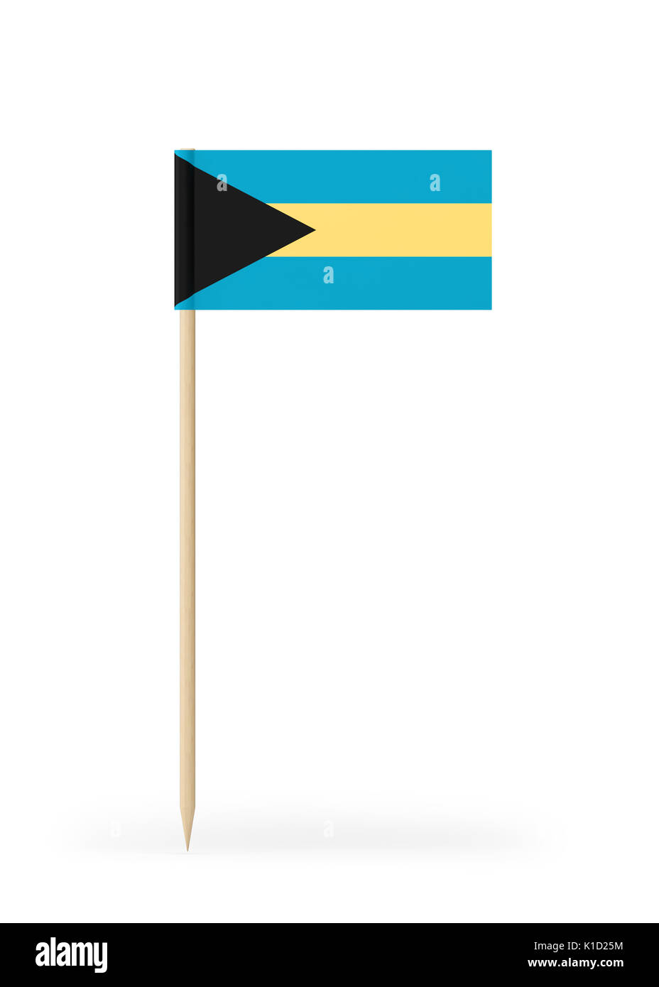 Small Bahamas flag on a toothpick. The flag has nicely detailed paper ...