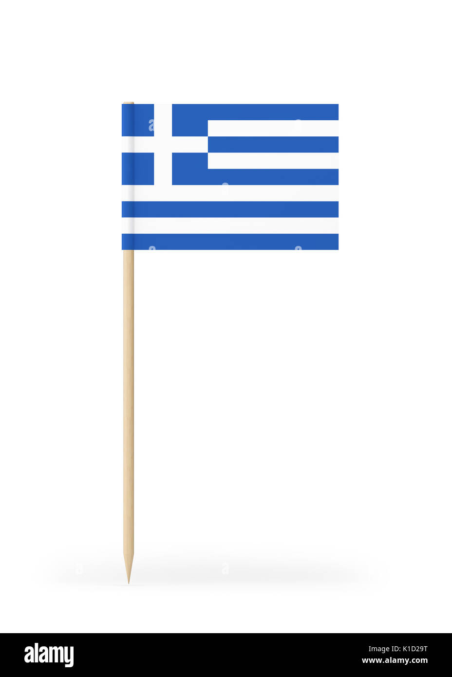 Small Greek flag on a toothpick. The flag has nicely detailed paper ...