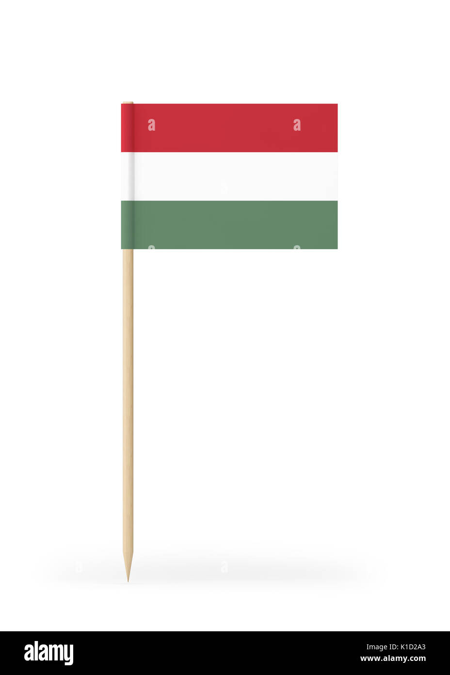 Small Hungarian flag on a toothpick. The flag has nicely detailed paper ...