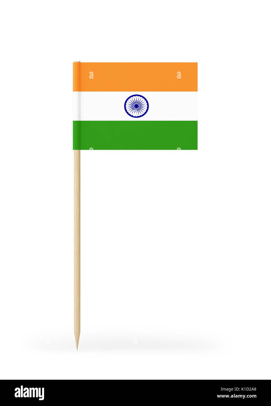 Small Indian flag on a toothpick. The flag has nicely detailed paper ...