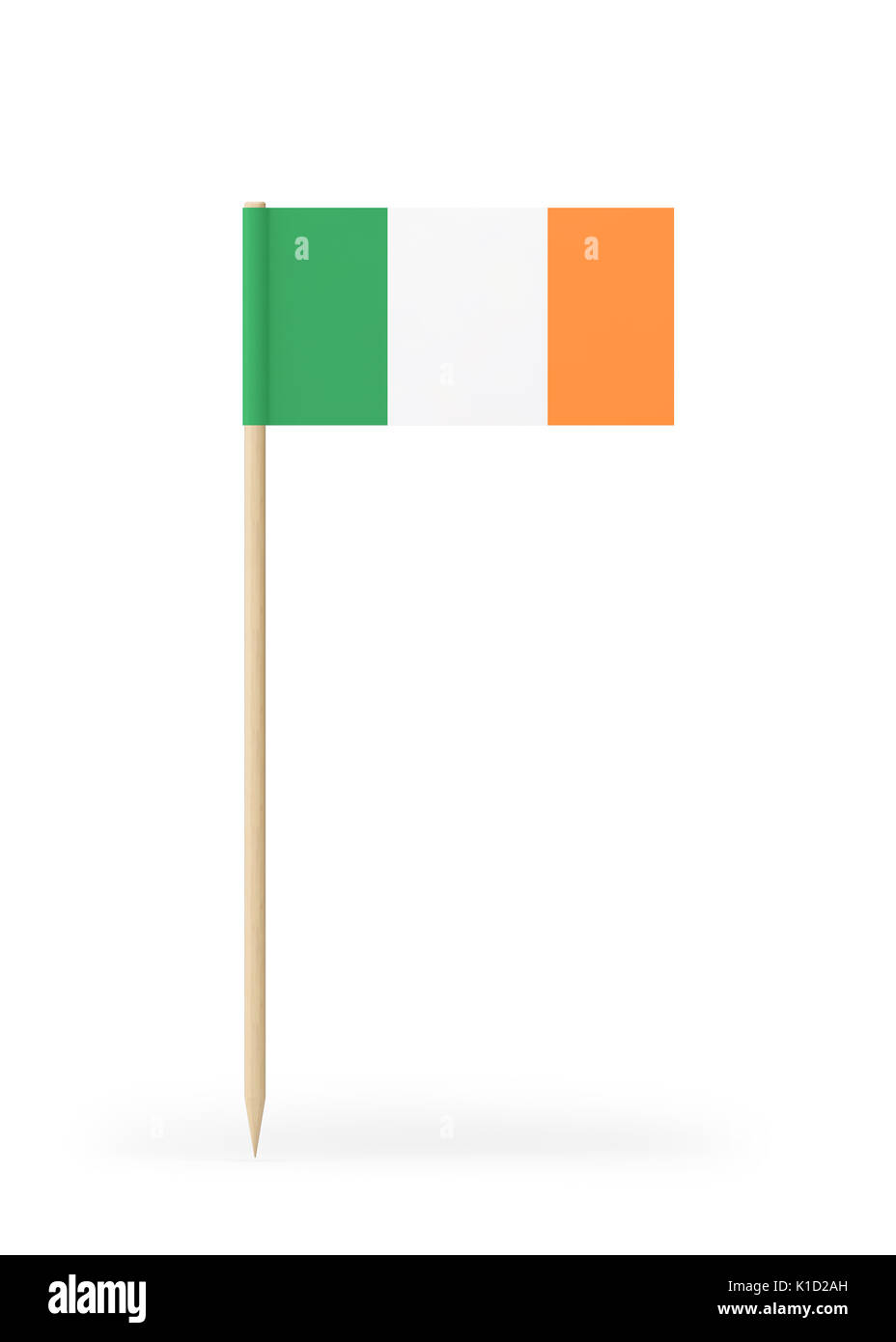 Small Irish flag on a toothpick. The flag has nicely detailed paper ...