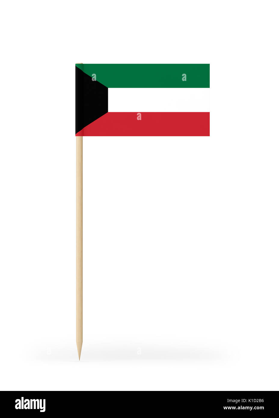 Small Kuwait flag on a toothpick. The flag has nicely detailed paper ...