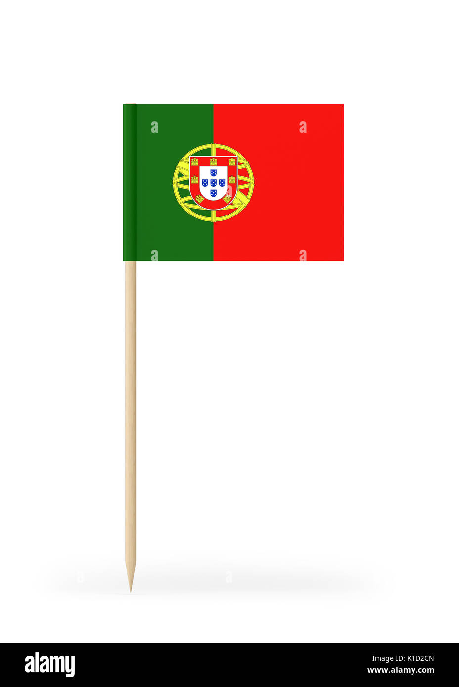 Small Portugal flag on a toothpick. The flag has nicely detailed paper ...
