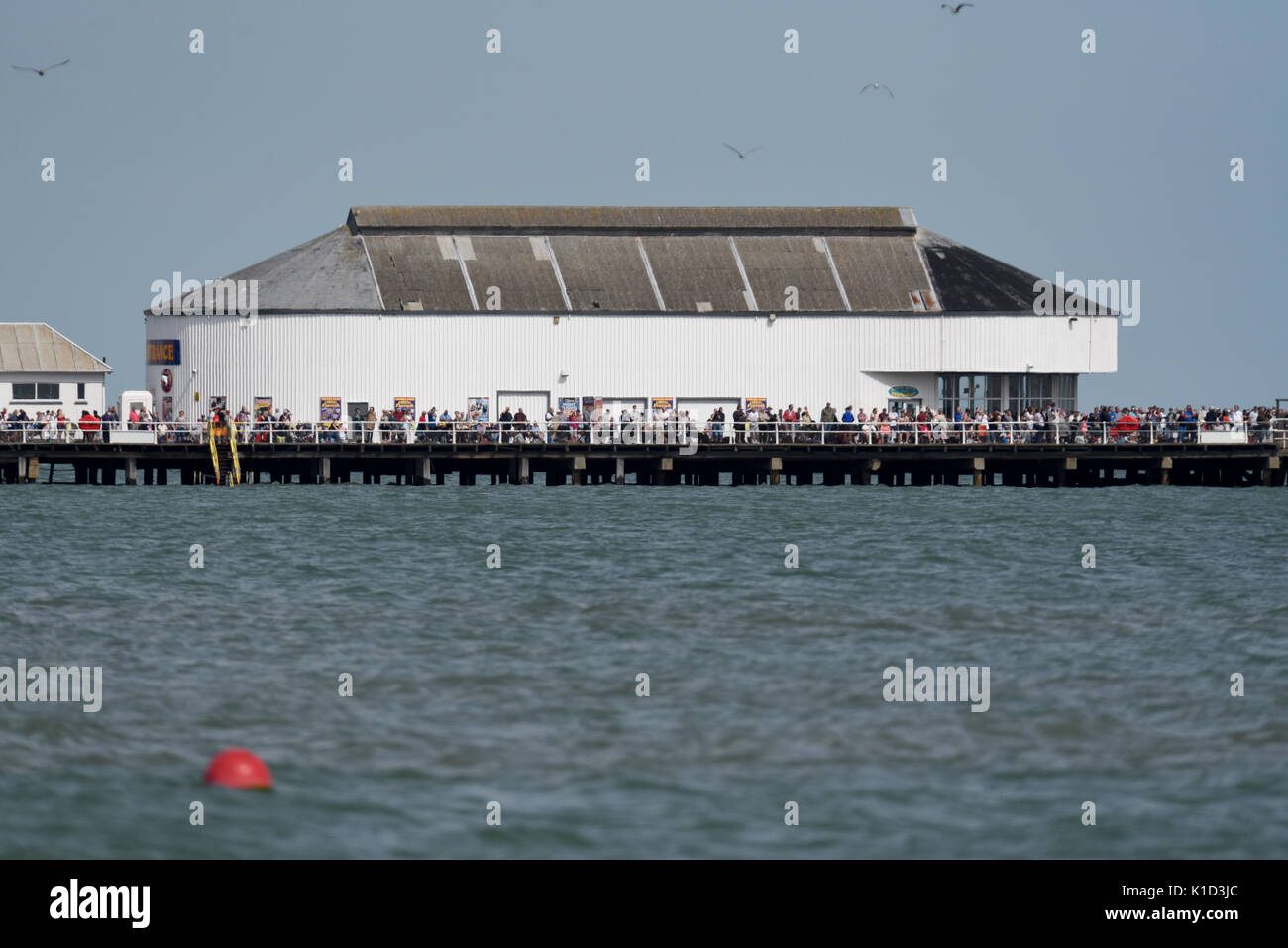 Clacton pier in Clacton on Sea, Essex, full of people for the town's ...