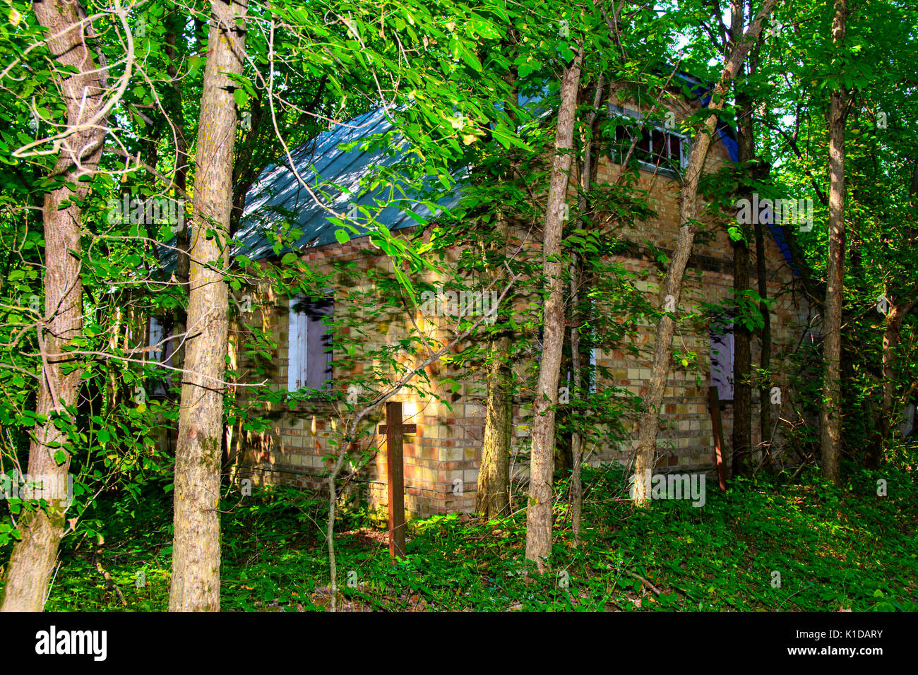 Destroyed houses in which people lived in a dead radioactive zone ...