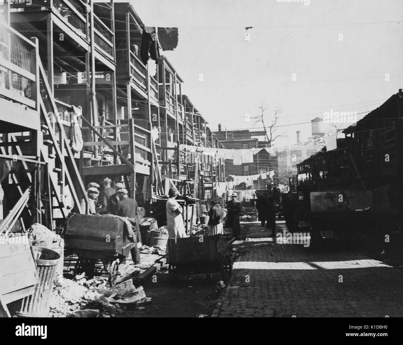 Alley slum dwellings between Pierce Street, L Street, First Street and ...