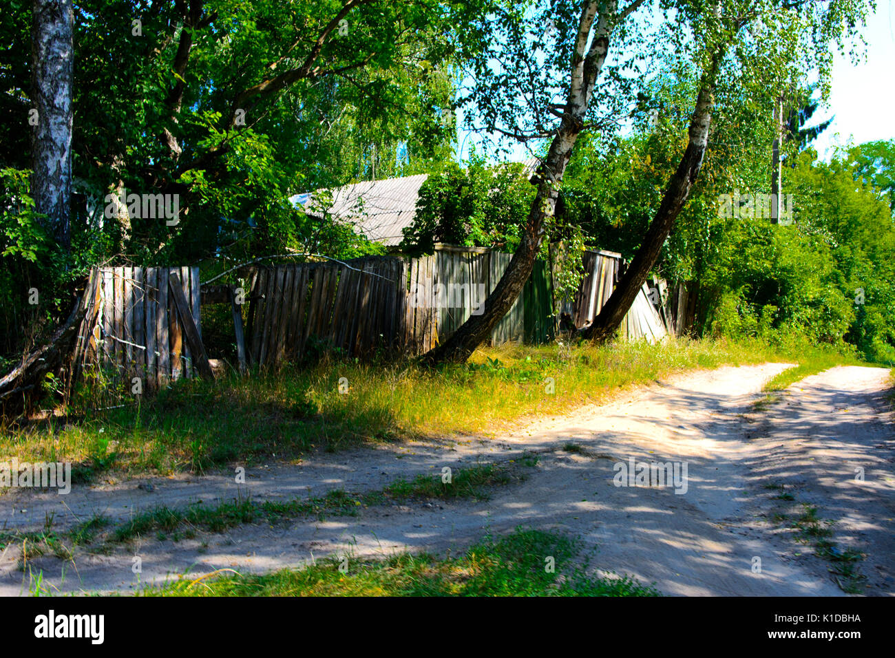 Destroyed houses in which people lived in a dead radioactive zone ...