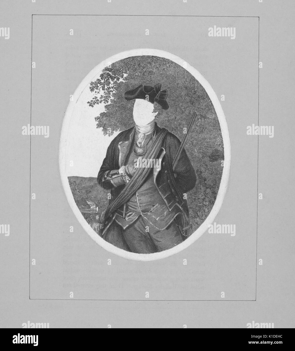 Engraving from a portrait of George Washington at age 40, depicted in a ...