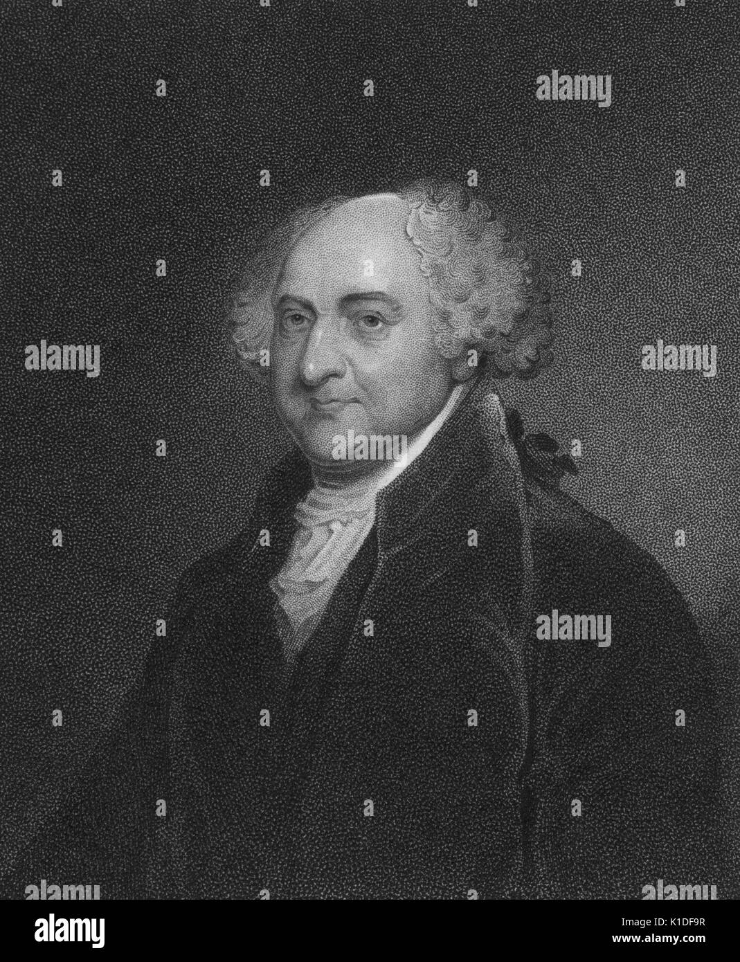 An engraving from a half length portrait of John Adams, 1880. From the ...