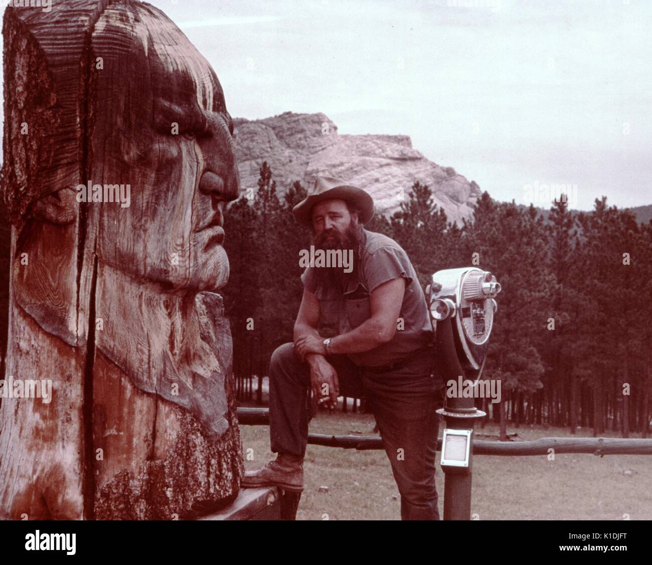 Portrait of sculptor Korcrak Ziolkowski, the artist who created the ...