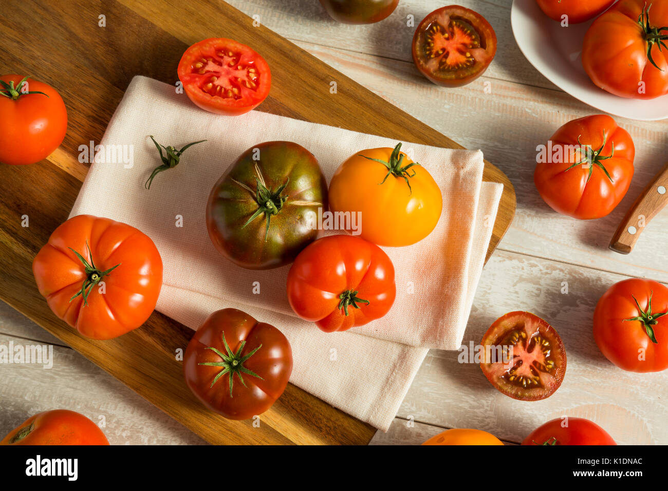 Raw Organic Red Heirloom Tomatoes Ready to Eat Stock Photo - Alamy